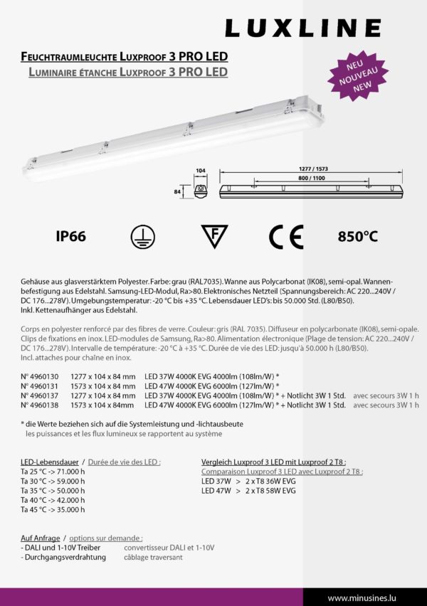 Luxproof 3 PRO LED – Minusines S.A.